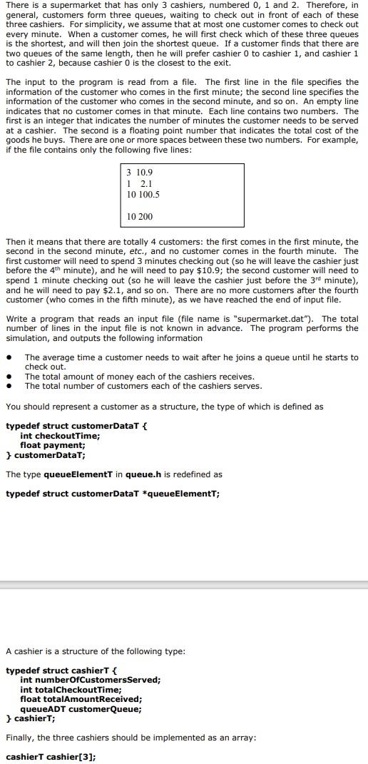 Solved There is a supermarket that has only 3 cashiers, | Chegg.com