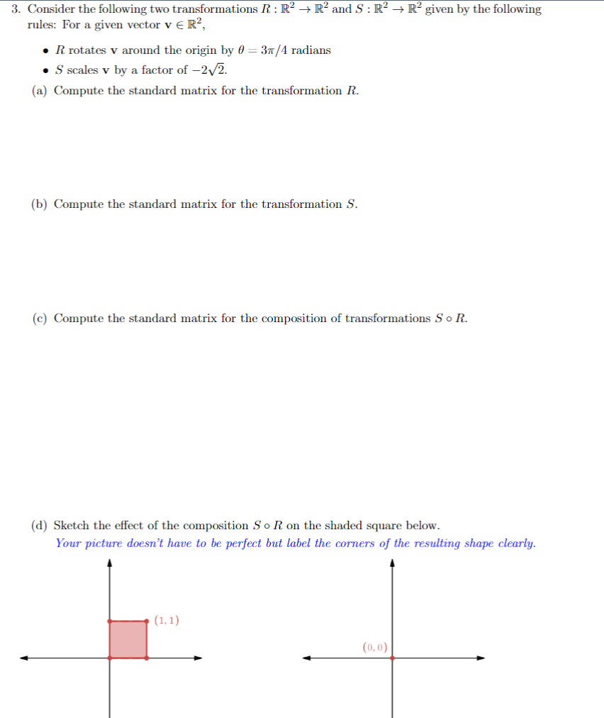 Solved Consider the following two transformations R:R2→R2 | Chegg.com
