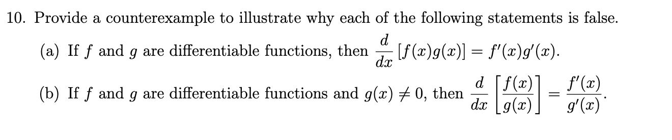 Solved Provide a counterexample to illustrate why each of | Chegg.com