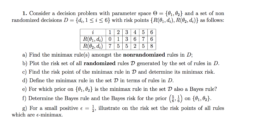 Solved I. Consider a decision problem with parameter space | Chegg.com