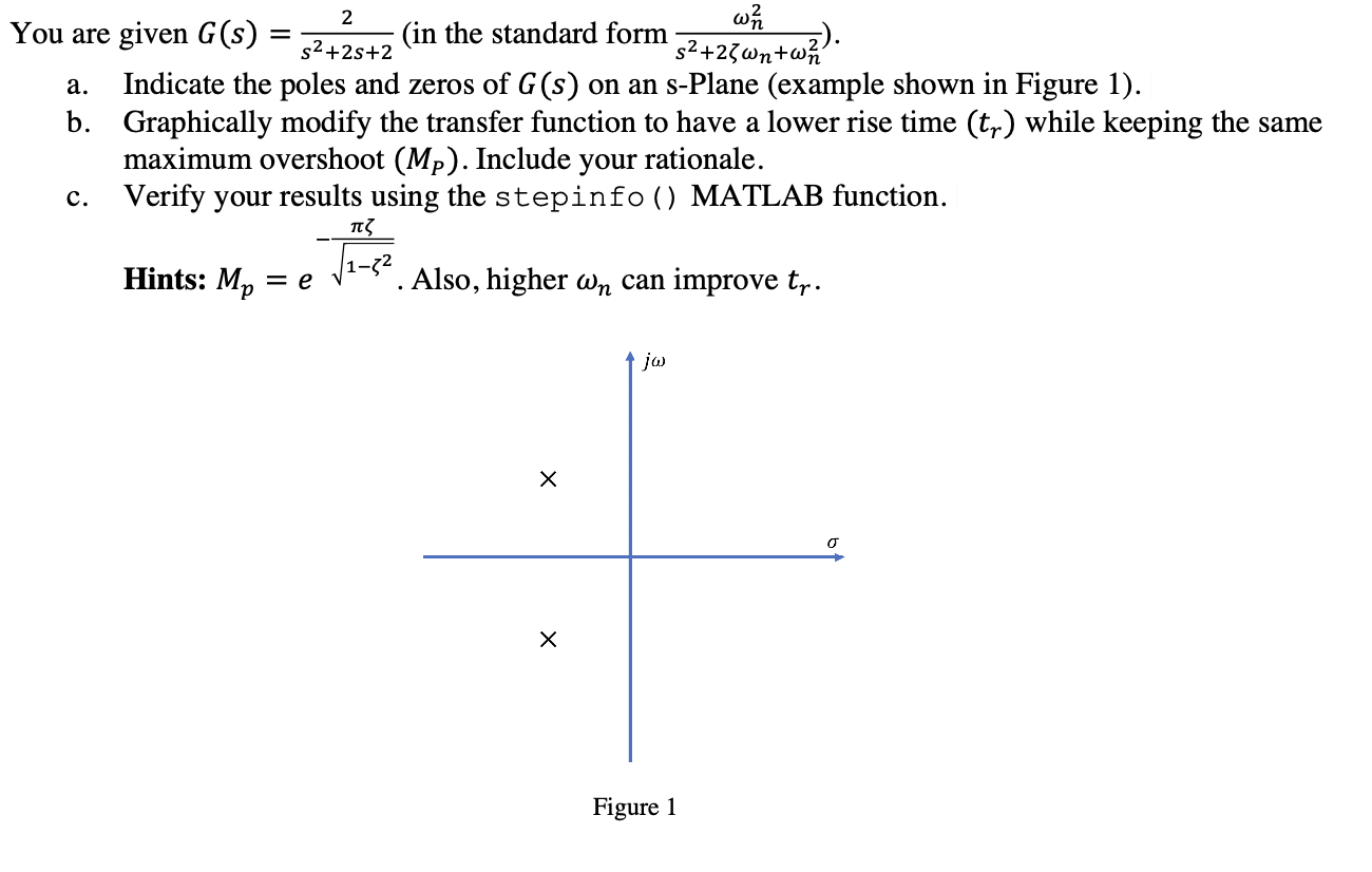 Solved You are given G(s)=s2+2s+22 (in the standard form | Chegg.com