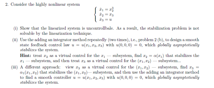 2. Consider the highly nonlinear system 1 =23 22 = 13 | Chegg.com