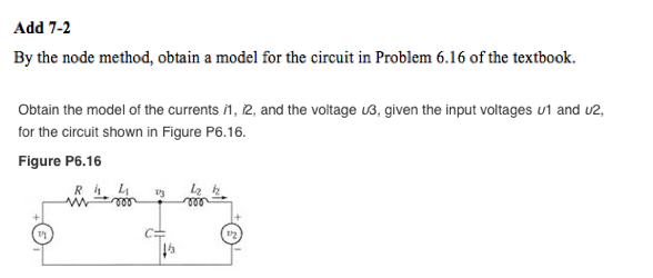 Solved Add 7-2 By the node method, obtain a model for the | Chegg.com