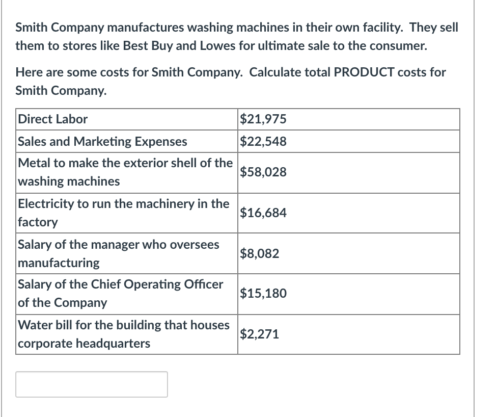 Solved Smith Company manufactures washing machines in their | Chegg.com