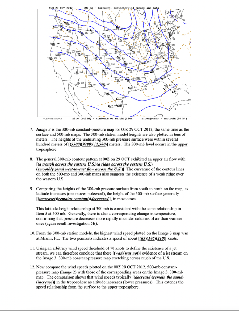 Solved 002 29 OCT 2012 300 mb - Contours. Isotach (wind | Chegg.com