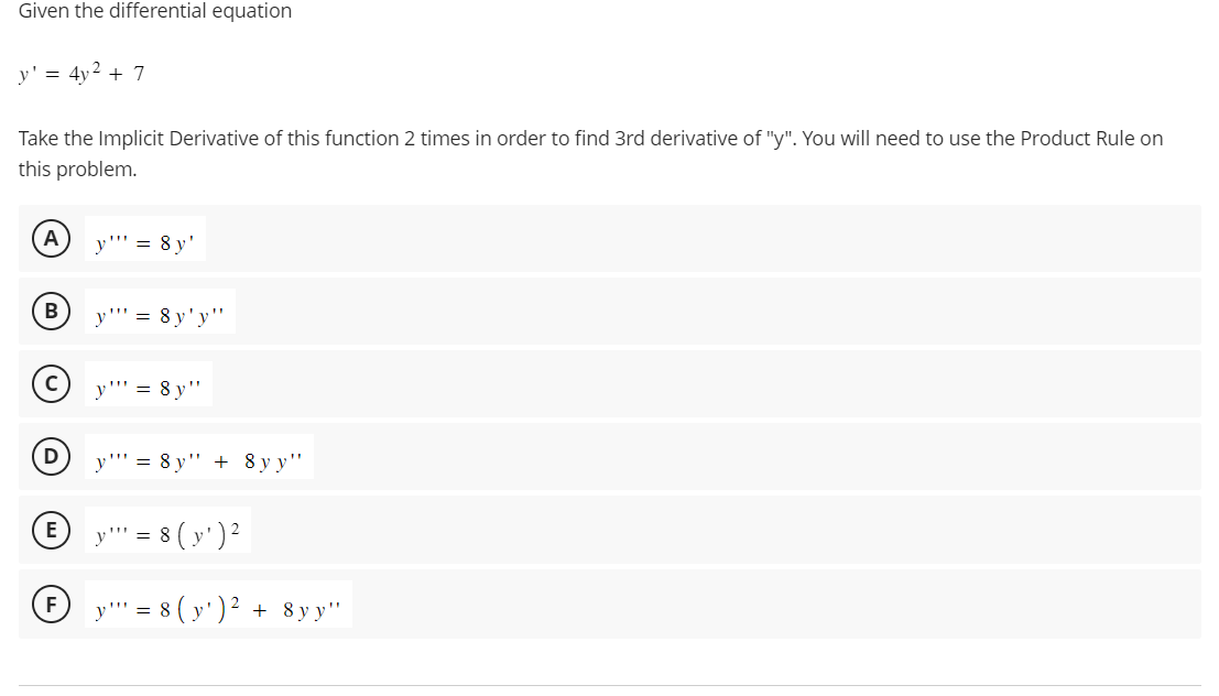 Solved Given the differential equation y′=4y2+7 Take the | Chegg.com