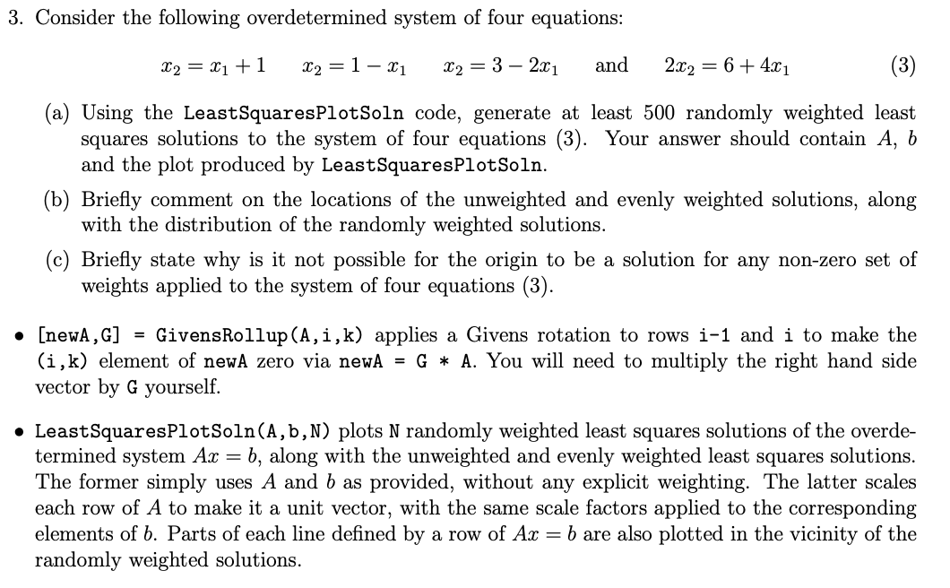 3. Consider the following overdetermined system of | Chegg.com