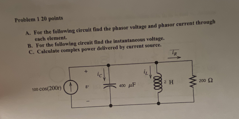 [Solved]: Problem 120 points A. For the following circuit