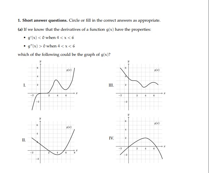 Solved 1. Short answer questions. Circle or fill in the | Chegg.com