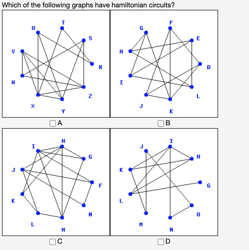 Solved Which of the following graphs have hamiltonian | Chegg.com