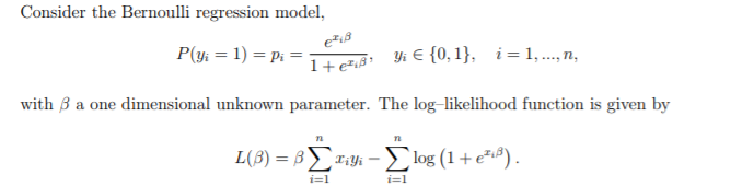 Solved Consider the Bernoulli regression model, P(yi = 1) = | Chegg.com