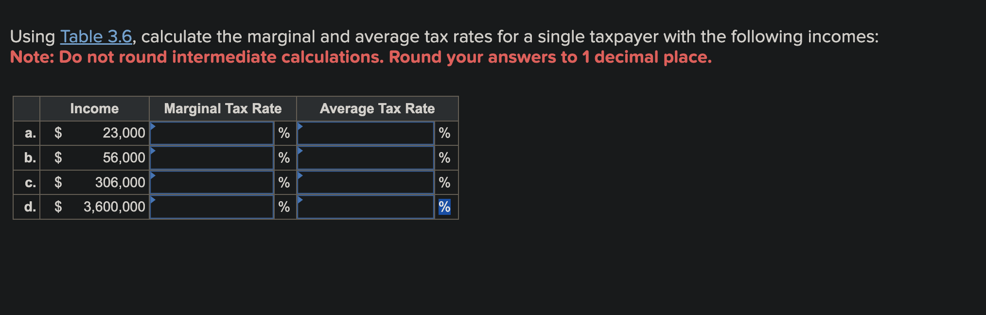 Solved Using Table 3.6, calculate the marginal and average | Chegg.com