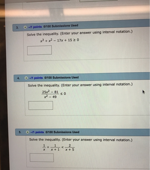 Solved 3.??1 points 0,100 Submissions Used Solve the | Chegg.com