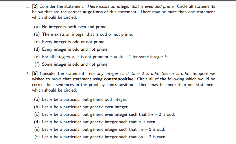 Solved 3. [2] Consider the statement: There exists an | Chegg.com