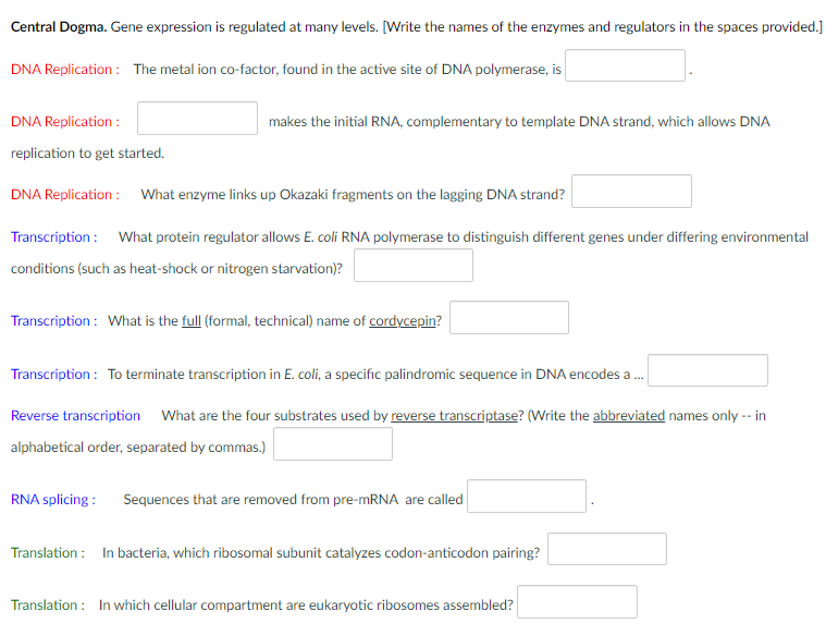 Solved Central Dogma. Gene expression is regulated at many | Chegg.com