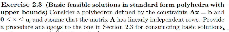 Solved Exercise 2.3 (Basic feasible solutions in standard | Chegg.com