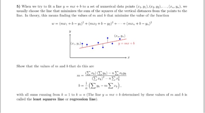 Solved When we try to fit a line y = mx + b to a set of | Chegg.com