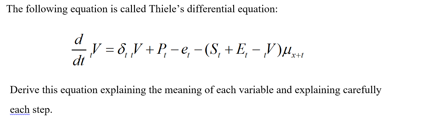 Solved The following equation is called Thiele's | Chegg.com
