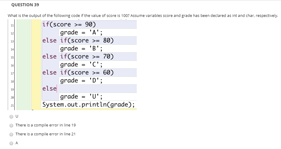Solved QUESTION 36 What is the output of the following Java | Chegg.com