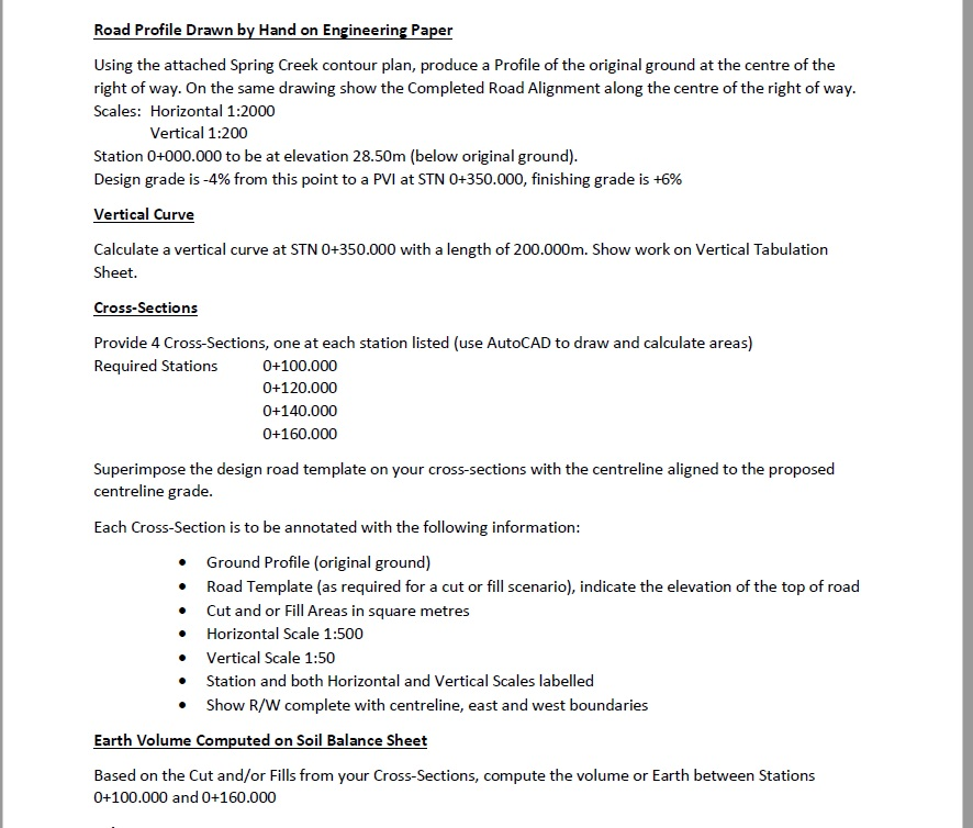 Road Profile Drawn by Hand on Engineering Paper Using | Chegg.com