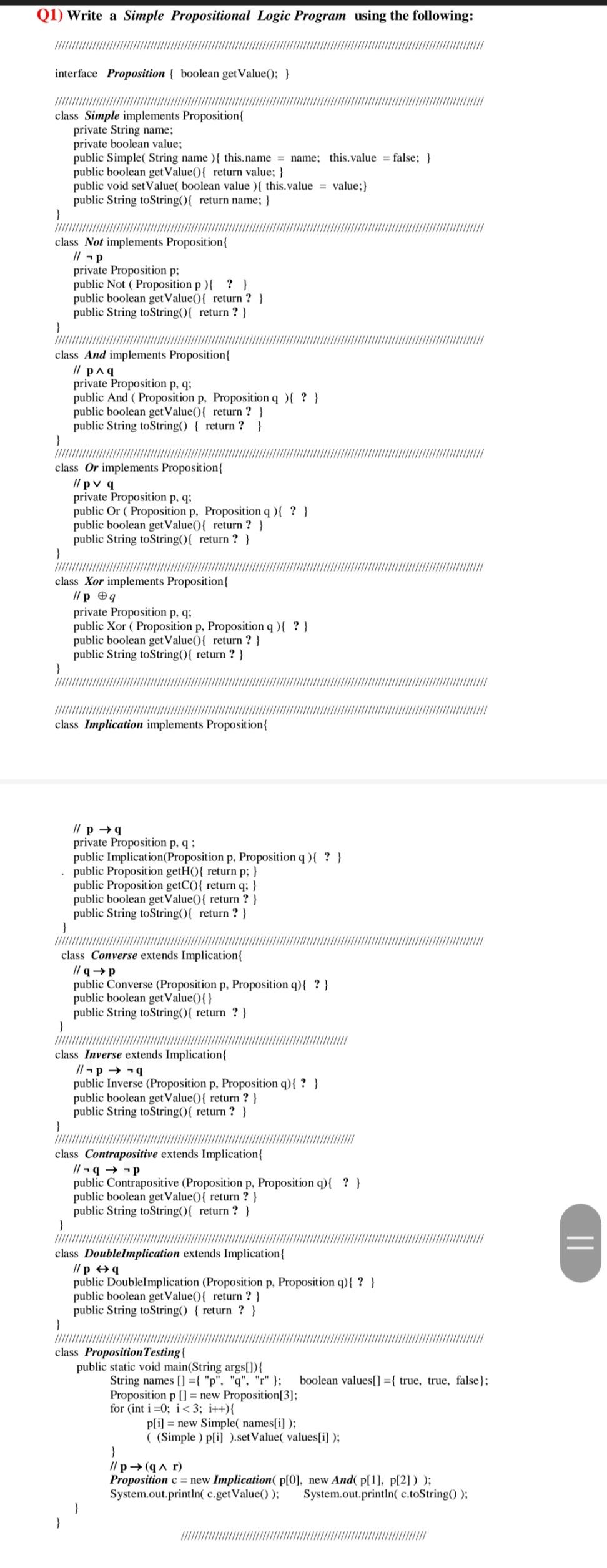Solved Q1) Write a Simple Propositional Logic Program using | Chegg.com