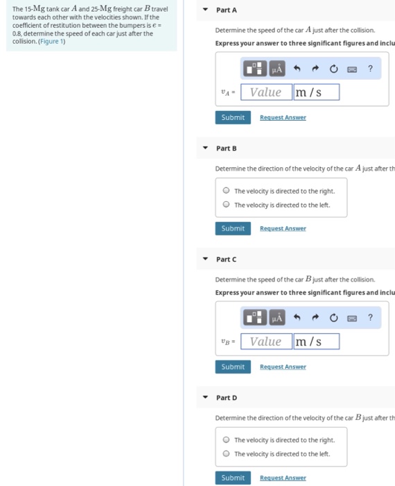 The 15-Mg tank car A and 25-Mg freight car B travel | Chegg.com