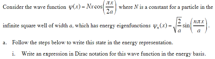 Solved X Consider the wave function y(x) = Nx cos where N is | Chegg.com