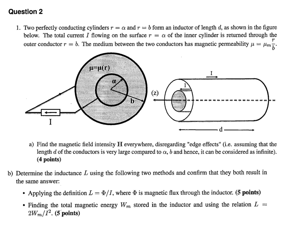 Solved Question 2 1. Two perfectly conducting cylinders ra | Chegg.com