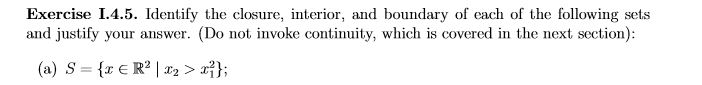 Solved Exercise I.4.5. Identify the closure, interior, and | Chegg.com