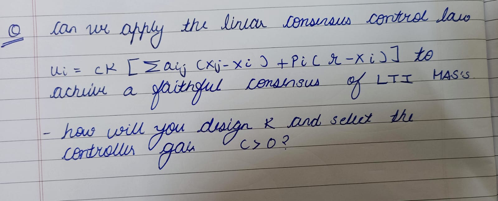 Solved can we apply the linear consensus control law | Chegg.com