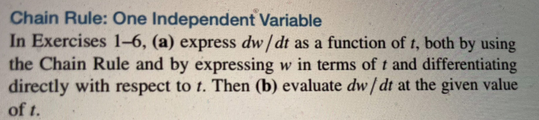 Solved Chain Rule: One Independent Variable In Exercises | Chegg.com