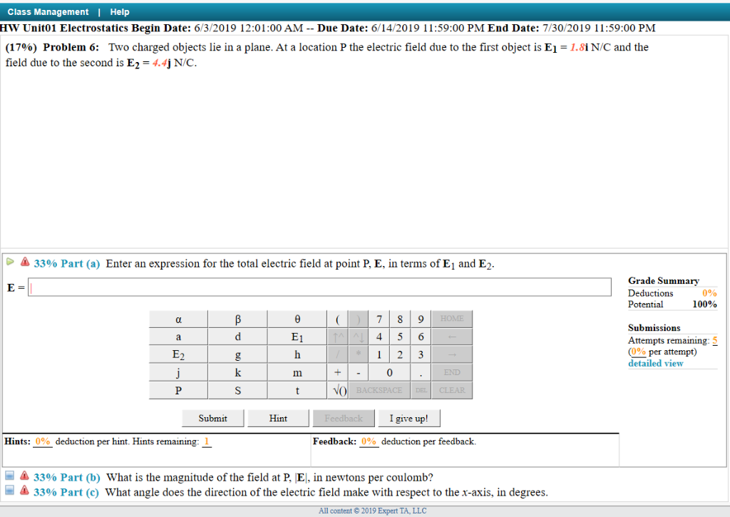Class Management Help HW Unit01 Electrostatics Begin | Chegg.com