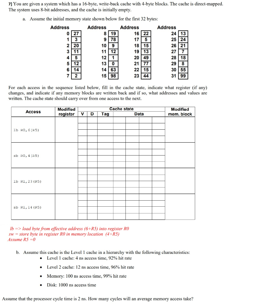 Solved 7] You are given a system which has a 16-byte, | Chegg.com