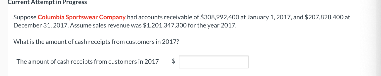 Solved Current Attempt in Progress Suppose Columbia | Chegg.com