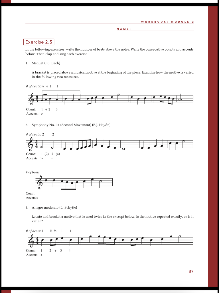 WORKBOOK MODULE 2 NAME: Exercise 2.5 In the following | Chegg.com