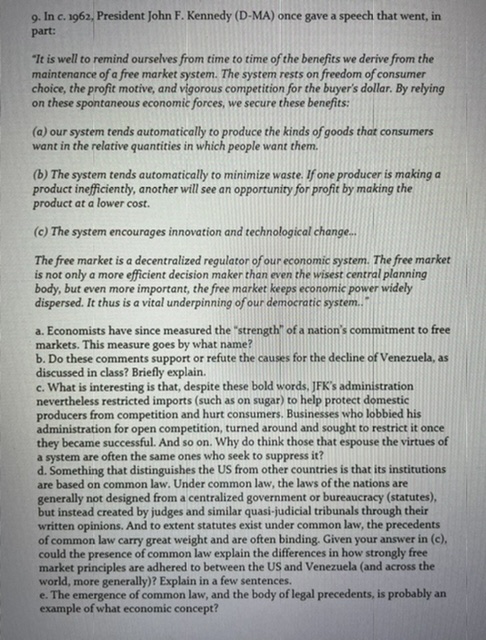 Solved 3 9. In c. 1962, President John F. Kennedy (D-MA) | Chegg.com