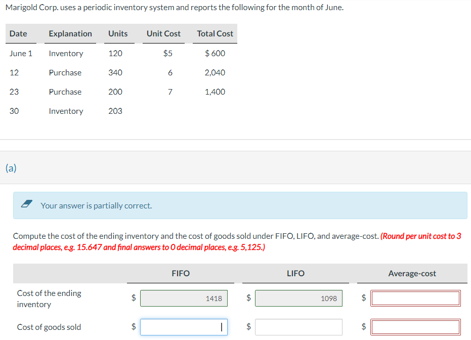 Solved Marigold Corp. uses a periodic inventory system and | Chegg.com