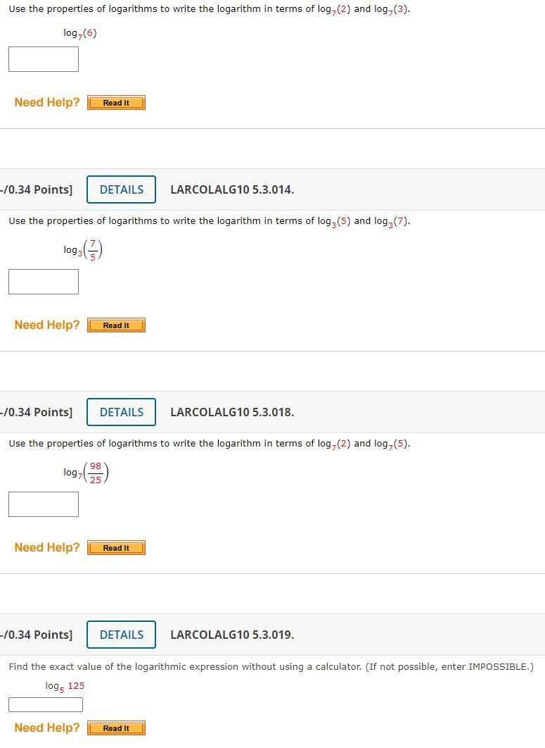 Solved Use the properties of logarithms to write the | Chegg.com
