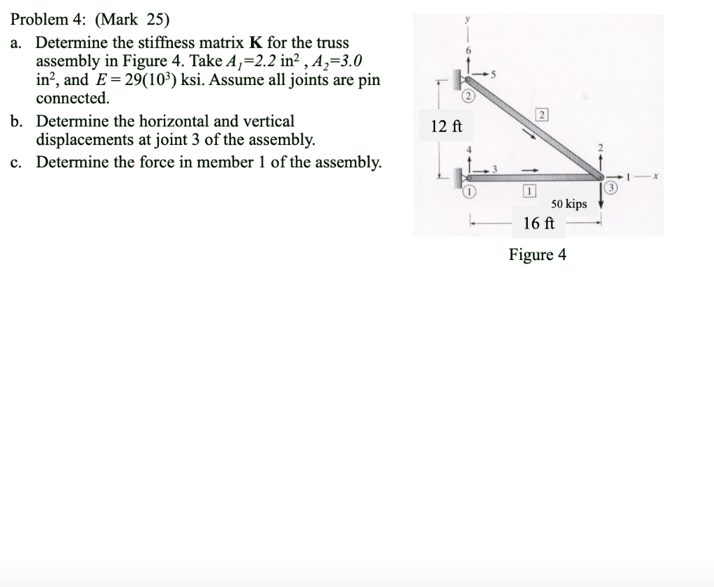 Solved Problem 4: (Mark 25) a. Determine the stiffness | Chegg.com