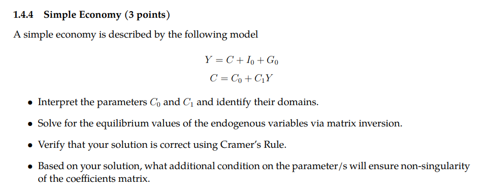 Solved A simple economy is described by the following model | Chegg.com