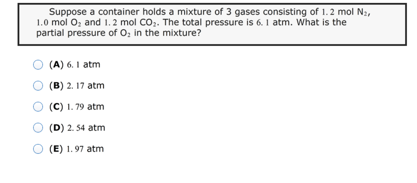 Solved Suppose a container holds a mixture of 3 ﻿gases | Chegg.com
