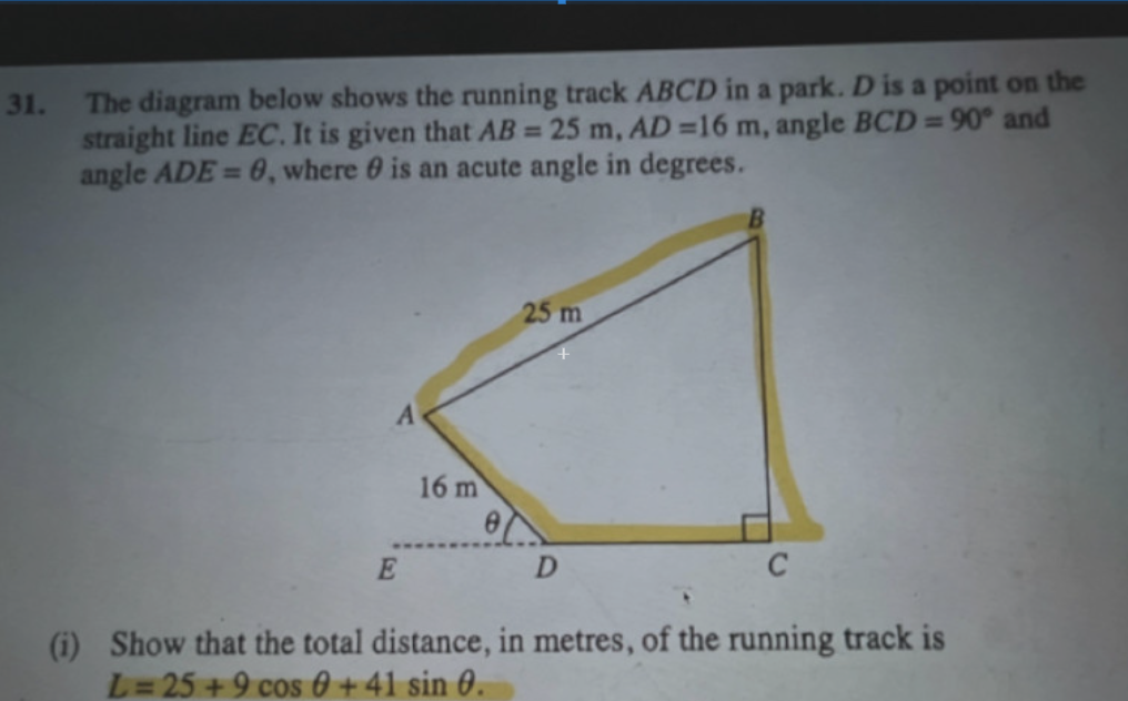Solved The diagram below shows the running track ABCD in a | Chegg.com
