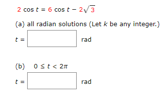 Solved Solve the following equation for all radian solutions | Chegg.com