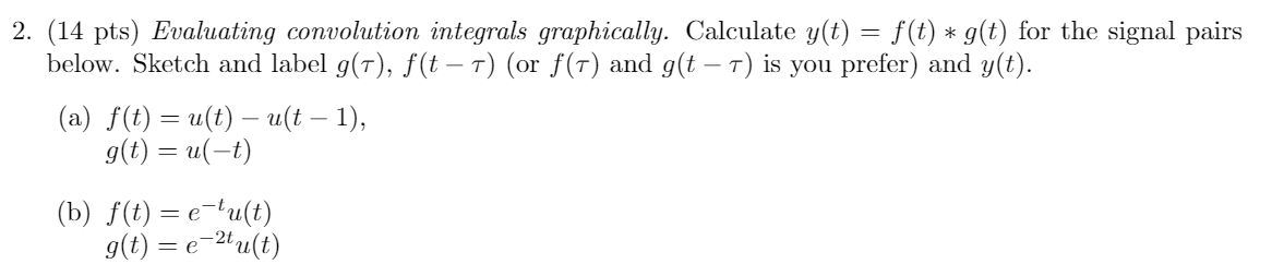 Solved 2. (14 pts) Evaluating convolution integrals | Chegg.com