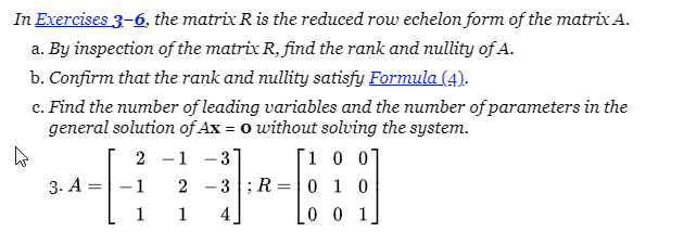 Solved In Exercises 3-6, the matrix R is the reduced row | Chegg.com