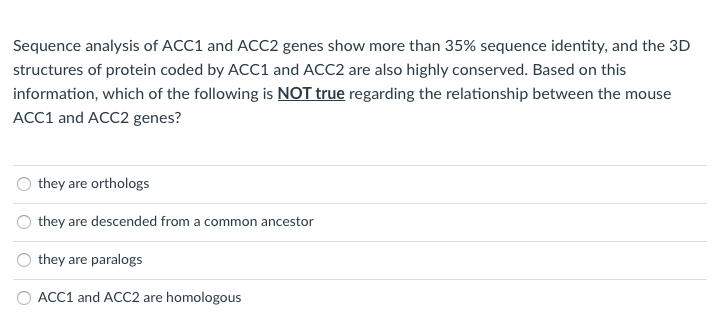 Solved Sequence analysis of ACC1 and ACC2 genes show more | Chegg.com
