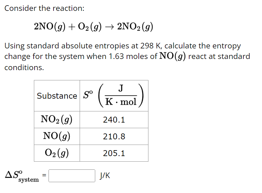 Solved Consider the reaction: 2NO(g)+O2(g)→2NO2(g) Using | Chegg.com