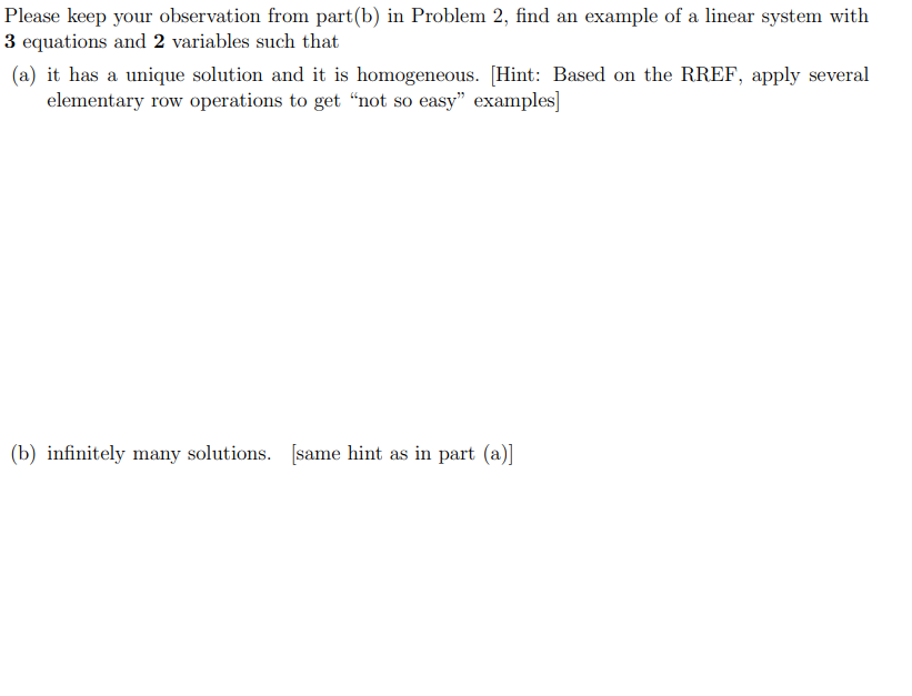 Solved 1. For each of the following linear system, is the | Chegg.com