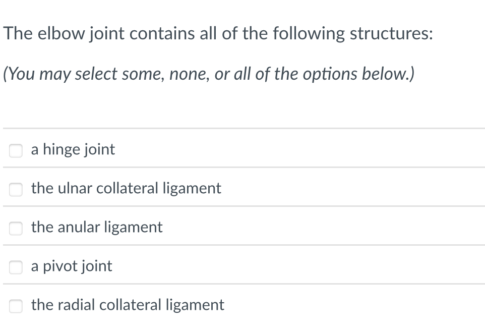 Solved The elbow joint contains all of the following | Chegg.com