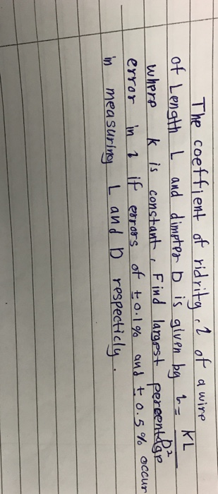 Solved The coeffient of ridri 1 of a wire of Lenath L and | Chegg.com